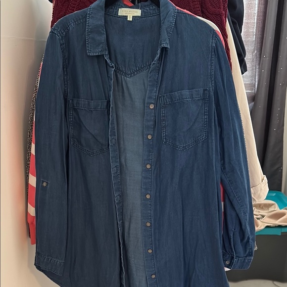 Side Stitch | Tops | Side Stitch Dark Blue Denim Shirt | Poshmark